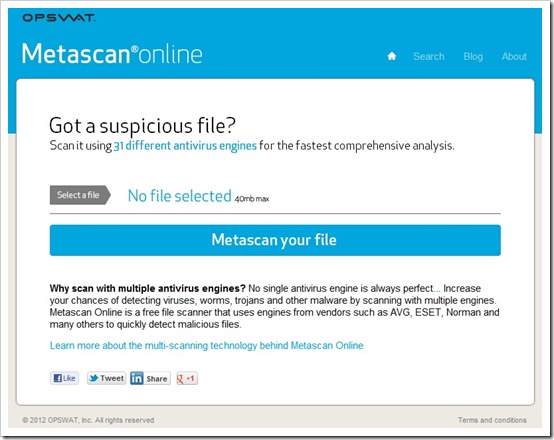 MetaScan Online, escanear archivos en línea - Bloguit.com