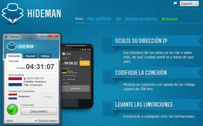 Hideman, VPN para acceder a sitios bloqueados en tu país - Bloguit.com